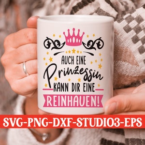 Prinzessin Spruch Lustige Sprüche Krone Tasse Kaffeebecher T Shirt Design Clipart Sublimation ...
