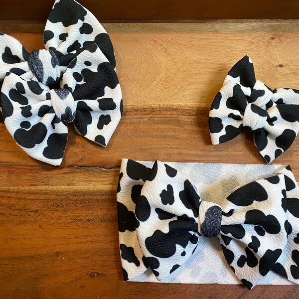 Cow Print Hair Bow - Etsy