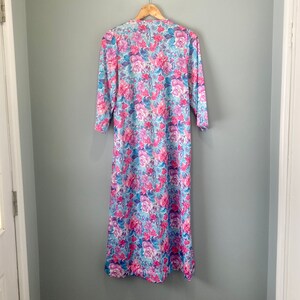 80s Vintage Pastel Floral Quilted Robe House Dress Mumu Blue, Pink ...