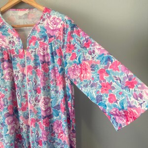80s Vintage Pastel Floral Quilted Robe House Dress Mumu Blue, Pink ...