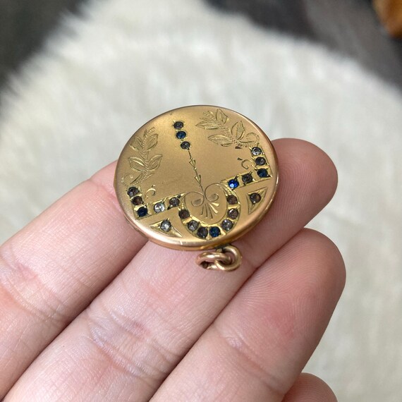 1920s Antique Locket Gold Filled 10K Paste Jewels Cir… - Gem