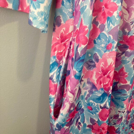 80s Vintage Pastel Floral Quilted Robe House Dress Mu… - Gem