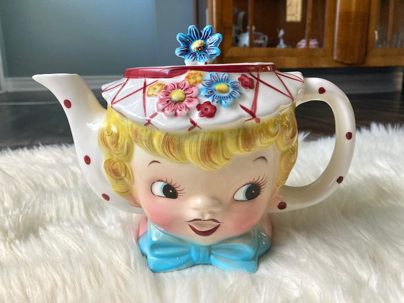 50s Vintage Lefton Miss Dainty Teapot Sugar and Creamer Set Retro ...