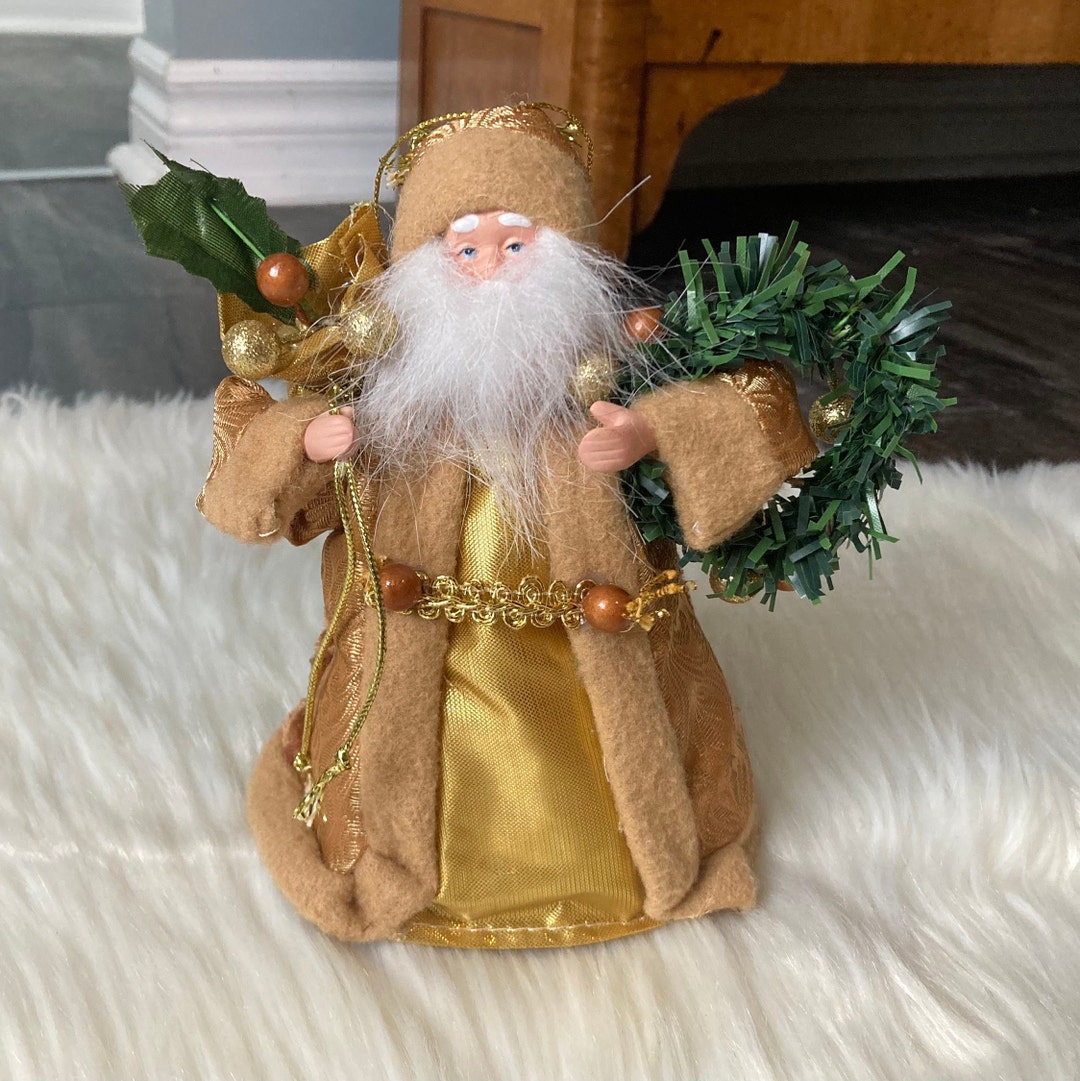 90s Vintage Old World Santa Claus Christmas Tree Topper Victorian Saint ...