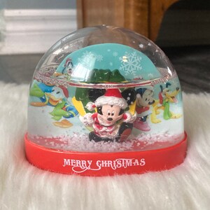 Vintage Disney Christmas Snow Globe Mickey and Minnie Mouse Holiday ...