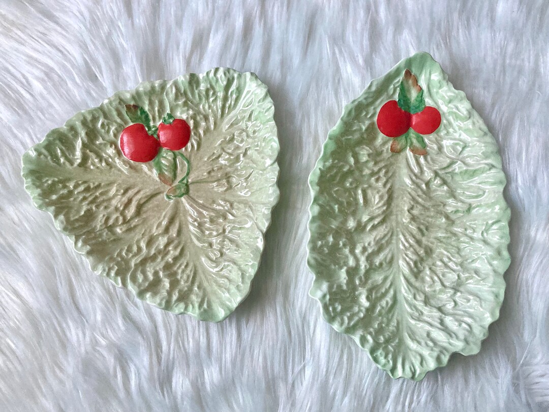 60s Vintage Carlton Ware Cabbage Plates Ceramic Leaf Serving Platters ...