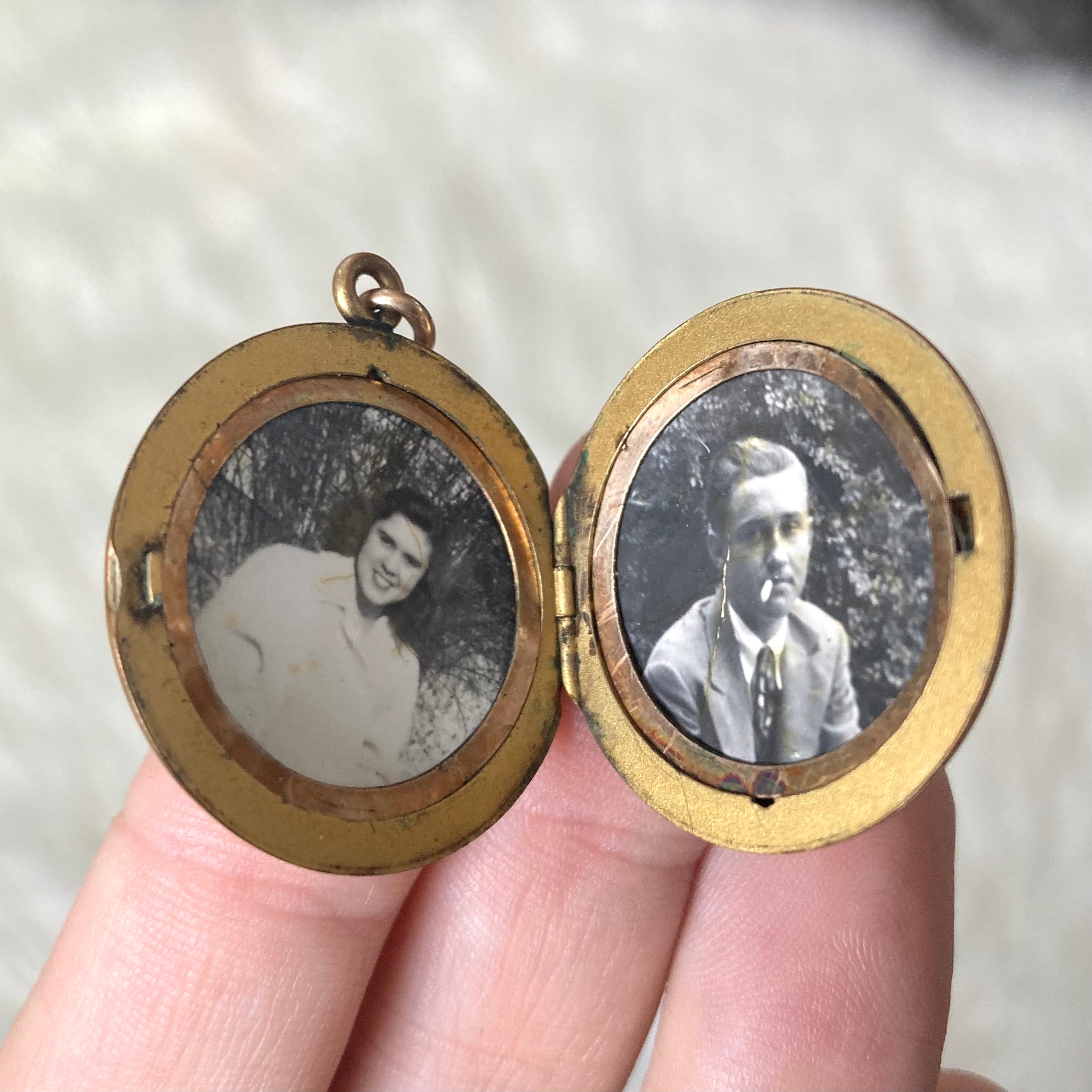 1920s Antique Locket Gold Filled 10K Paste Jewels Circle Hinged Photo ...