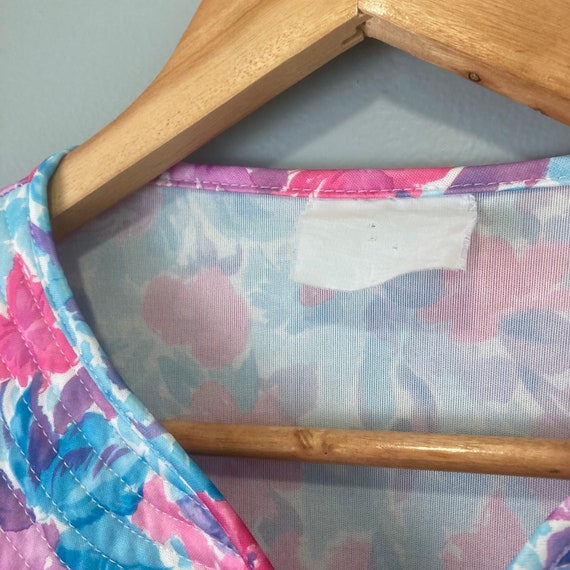 80s Vintage Pastel Floral Quilted Robe House Dress Mu… - Gem