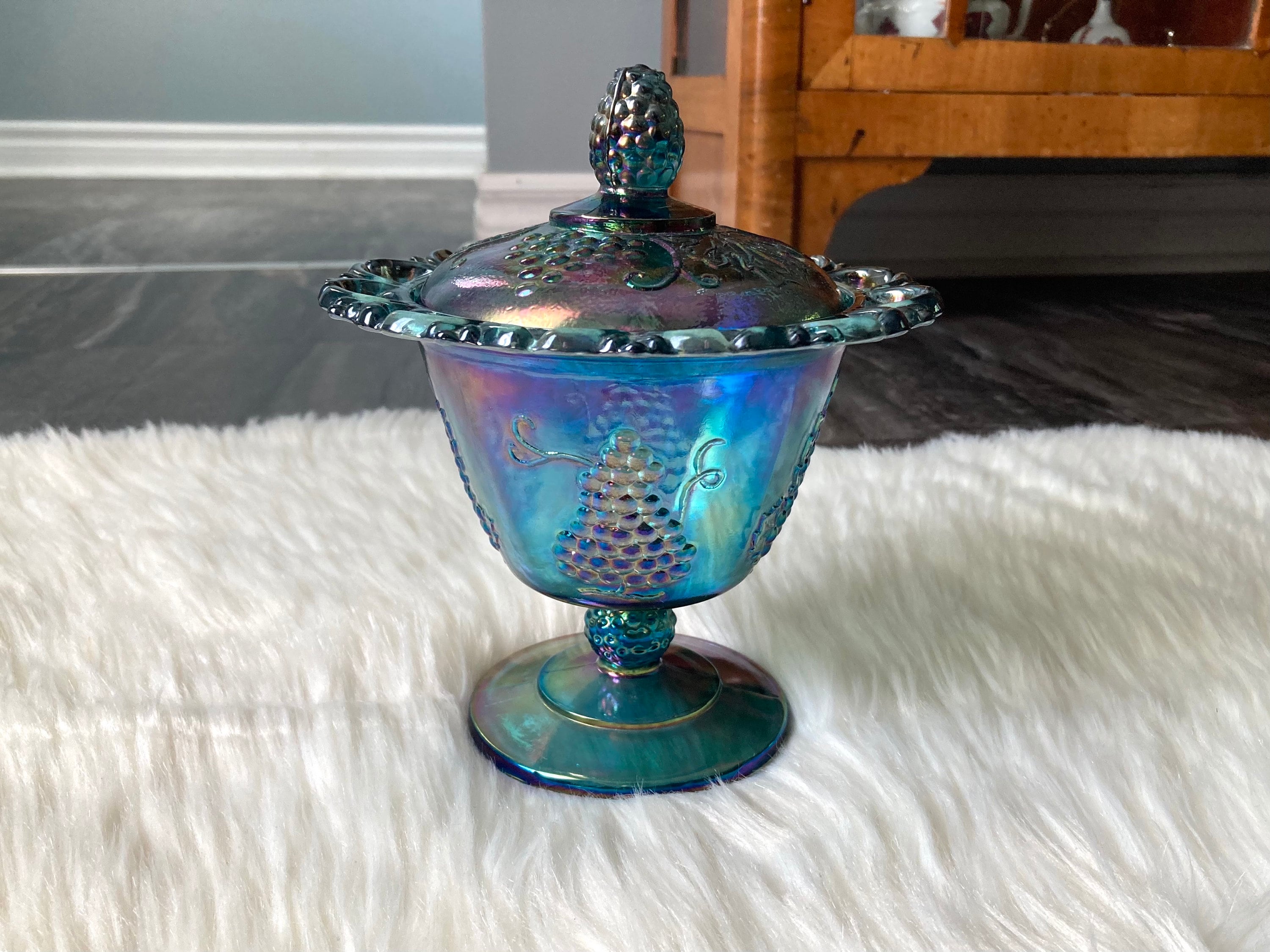 Carnival Glass Candy Dish With Lid