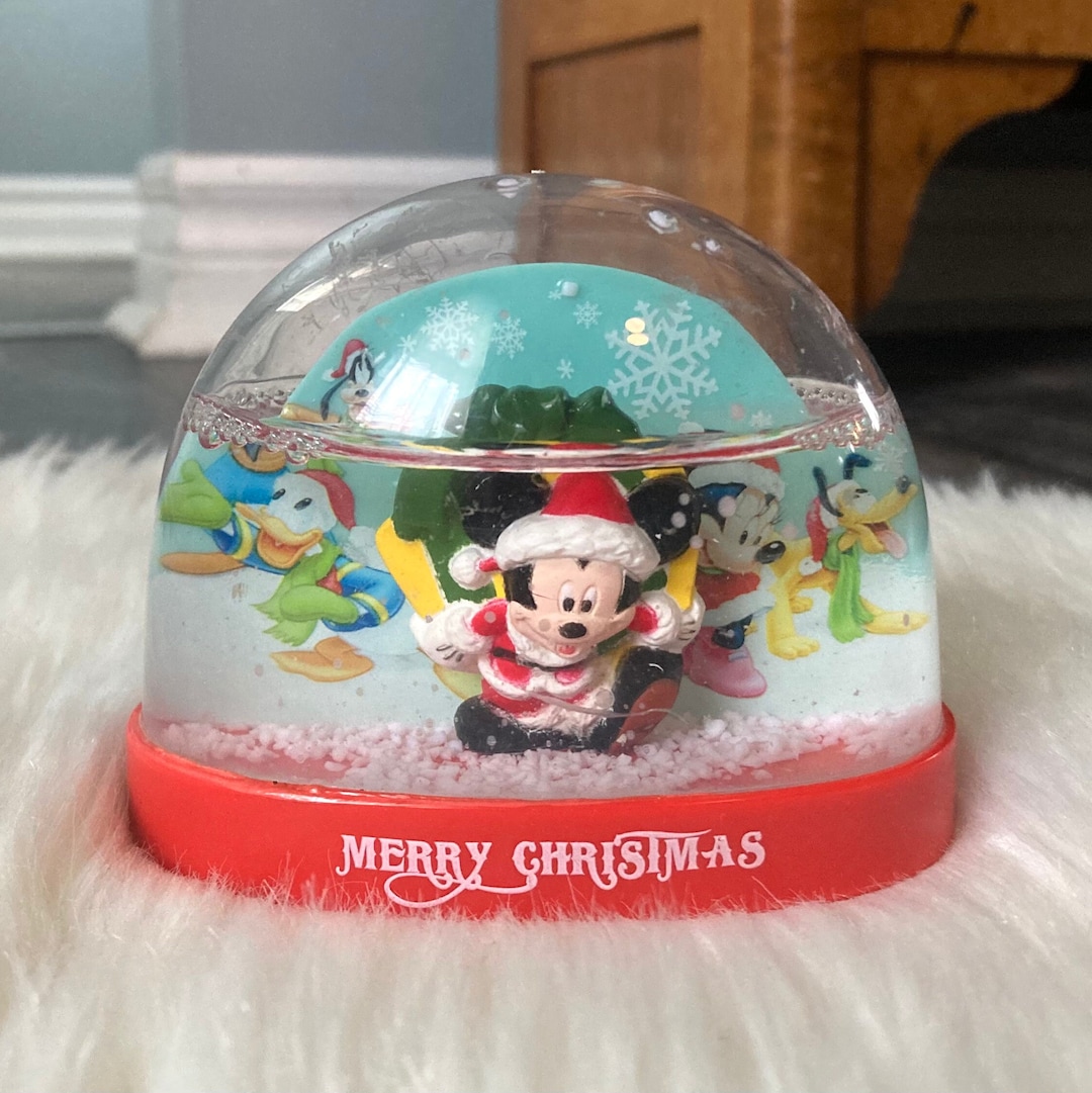 Vintage Disney Christmas Snow Globe Mickey and Minnie Mouse Holiday ...