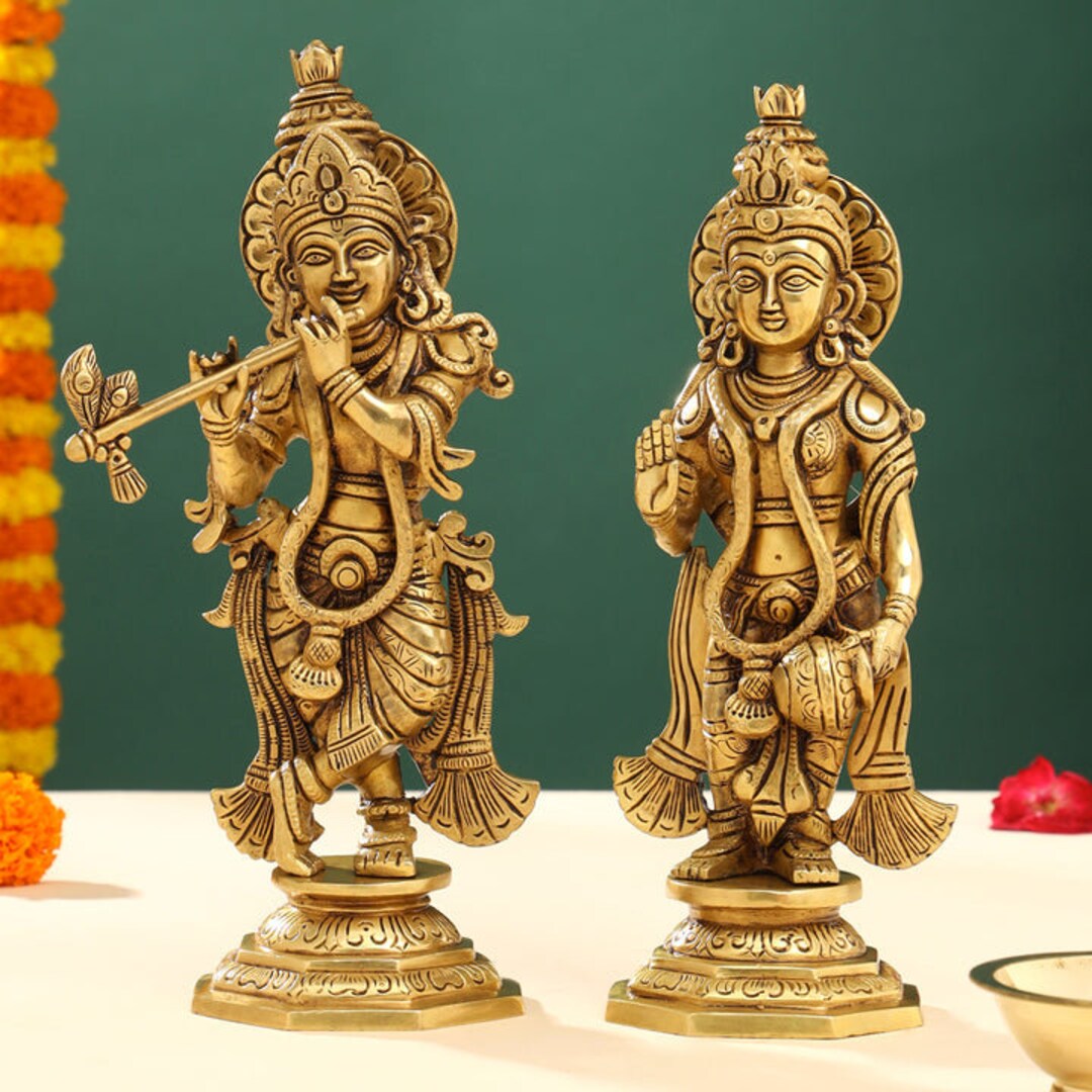 Brass Lord Radha Krishna Statue, Brass Krishna Statue, Brass Radha Rani ...