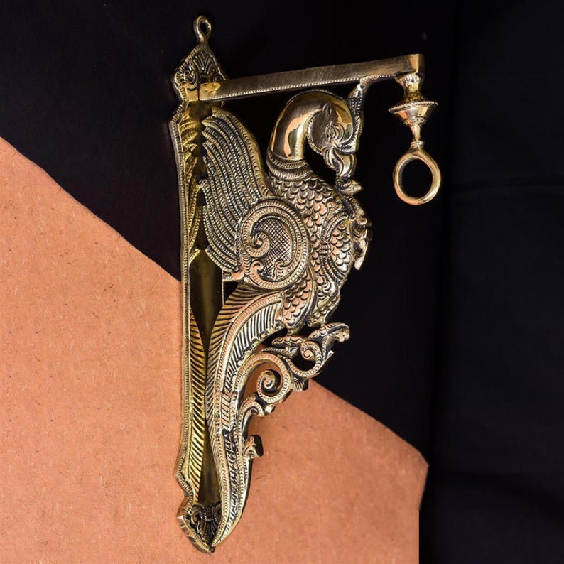 12.5 INCH Peacock Brass Wall Bracket for Hanging Lamp or Bell, Hanger ...