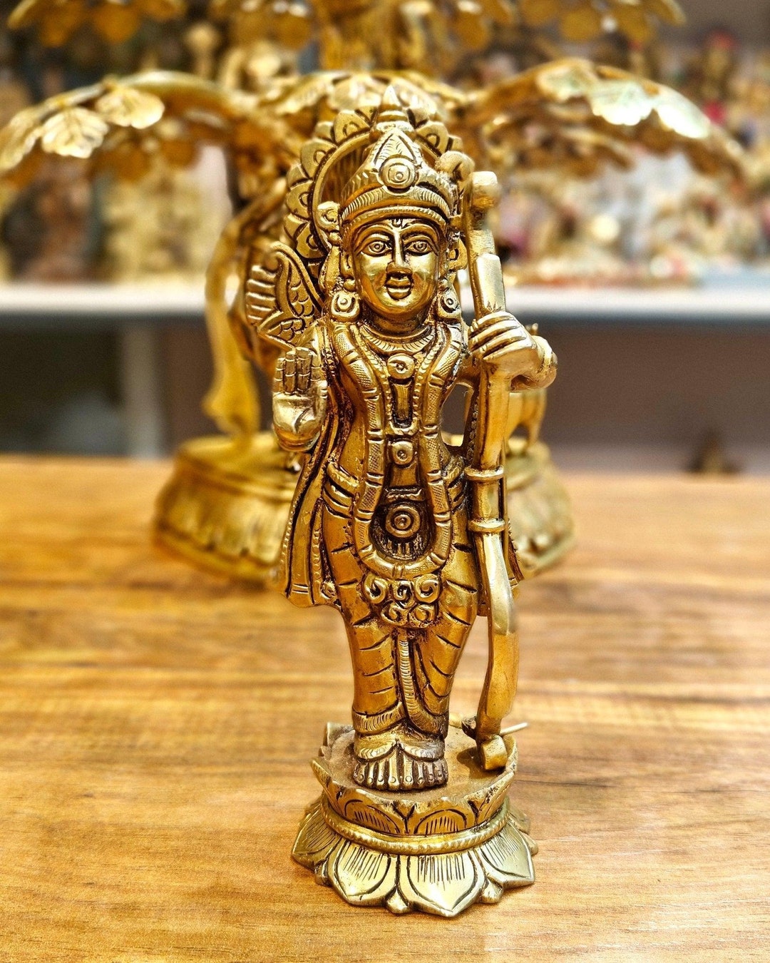 Lord Rama Brass Idol, Big Size 8 Inches Ram With Dhanush Indian Brass ...