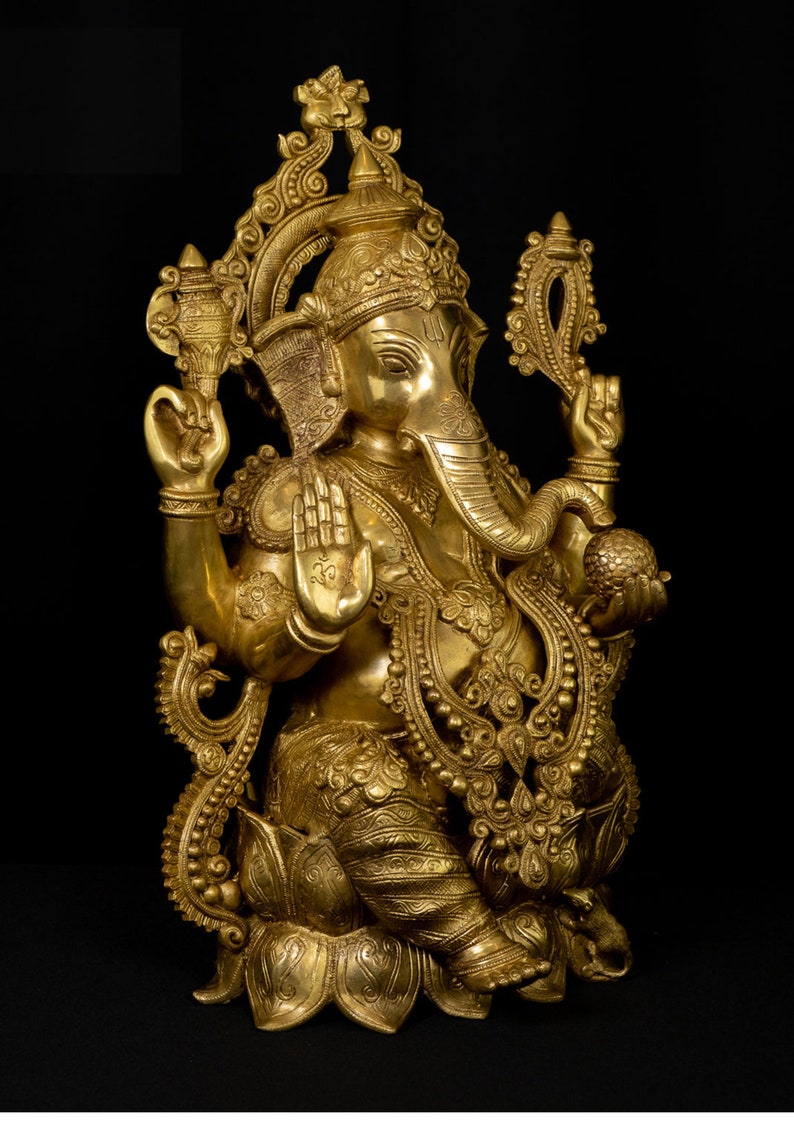 21 Inches Ganesha Brass Statue, Brass Ganesha Statue Large, Ganesh ...