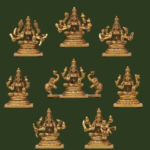 9cm &15cm BIG Set of 8 Pieces of ASHTALAXMI Brass Statue , Home Decor ...