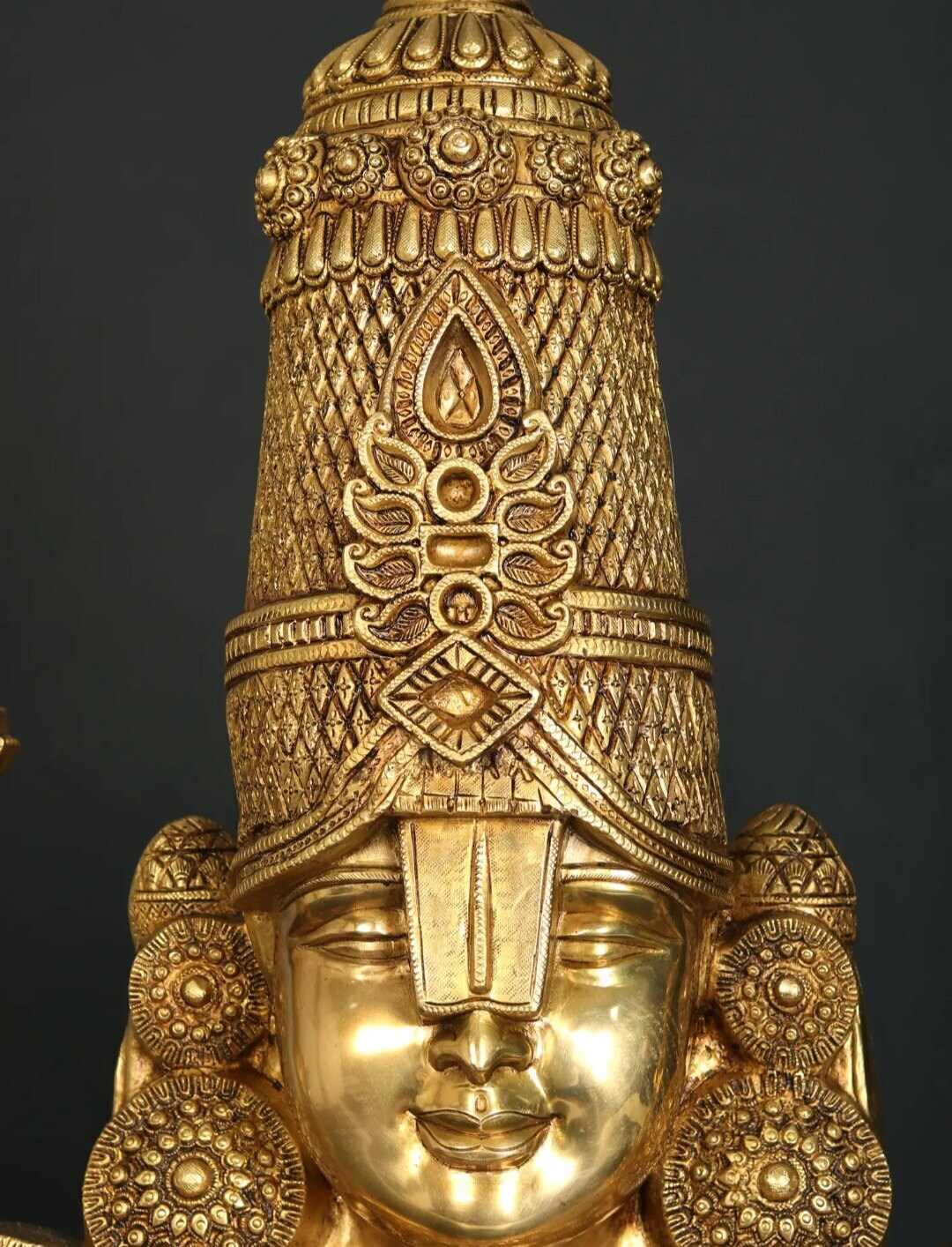 Brass Tirupati Balaji Large,brass Lord Vishnu Face , Beautiful Face of ...