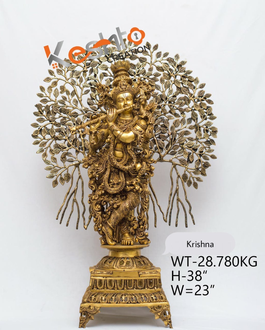 35 Big Krishna Under Tree Brass Statuekrishna Brass - Etsy