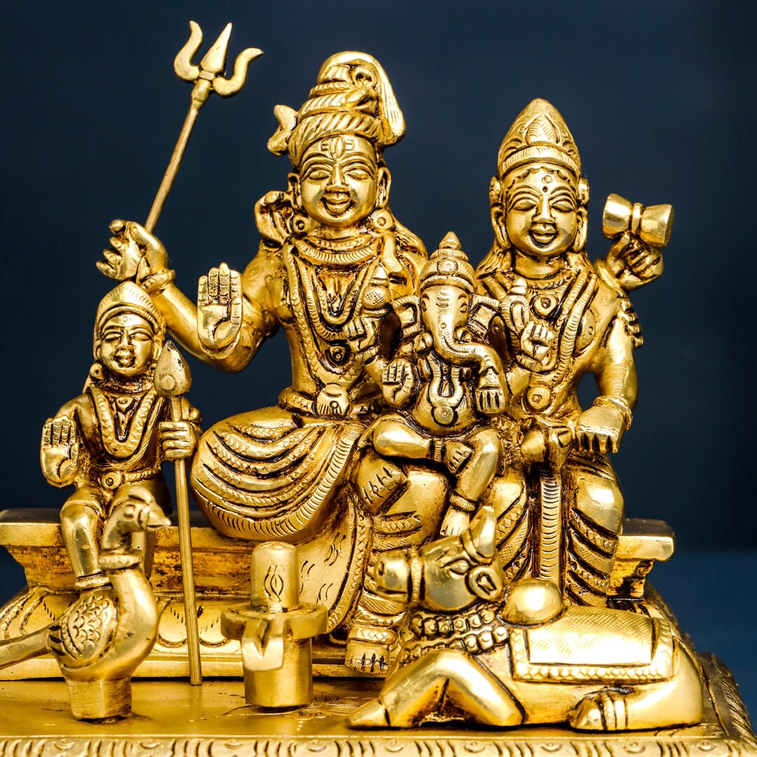 Shiv Parivar Statue Shiva Parvati With Ganesha & Kartikeyan Brass ...