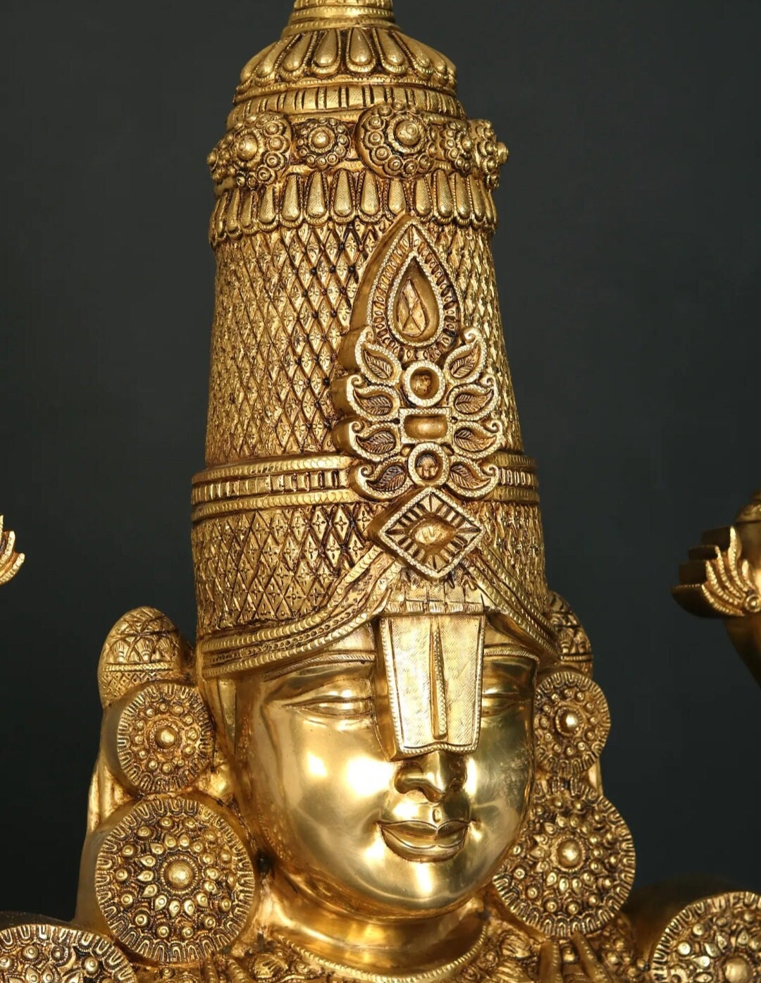 Brass Tirupati Balaji Large,brass Lord Vishnu Face , Beautiful Face of ...