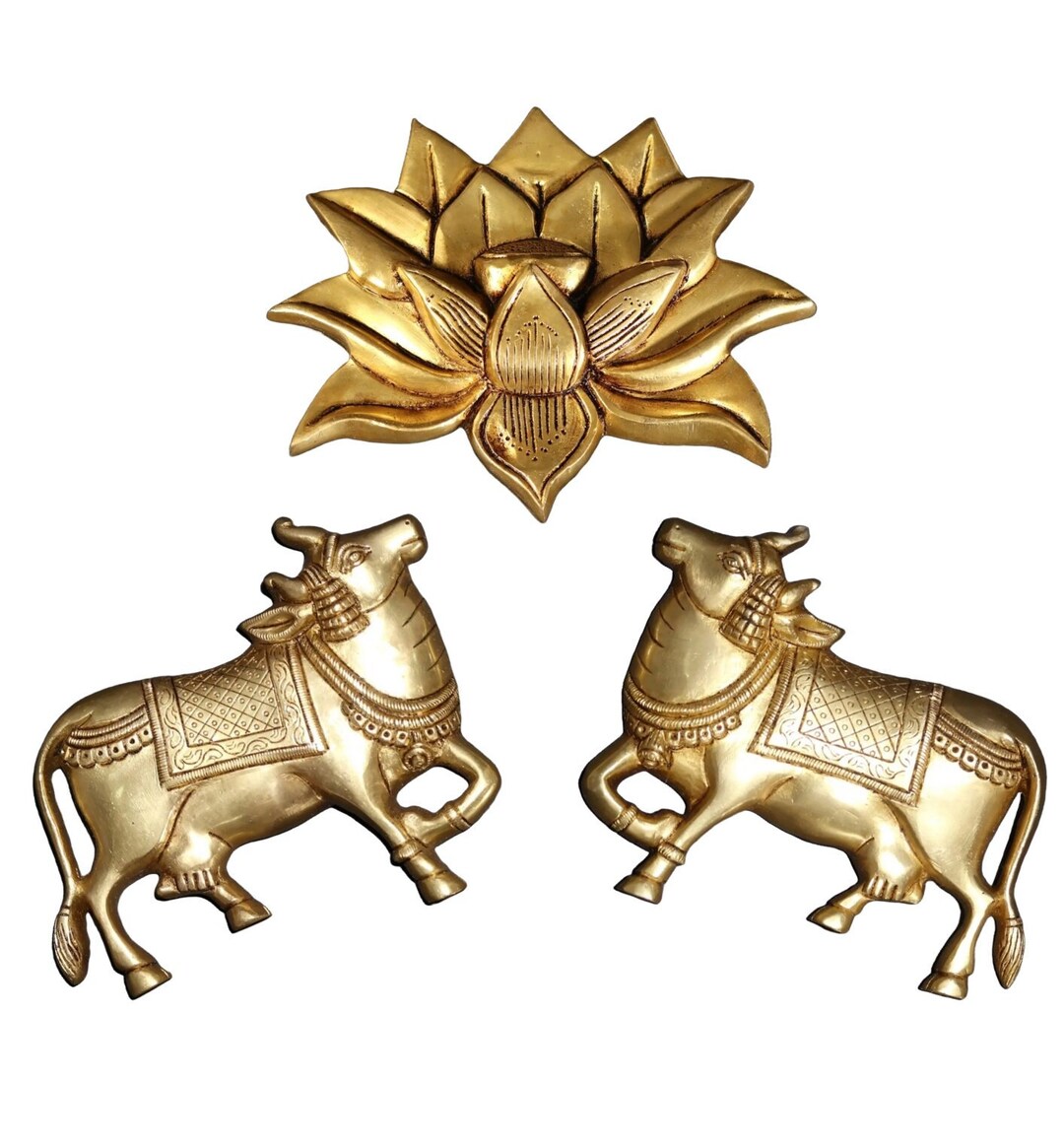 Brass Cow Wall Hanging Pair Brass Holy Cow Home Decor, Showpiece for ...