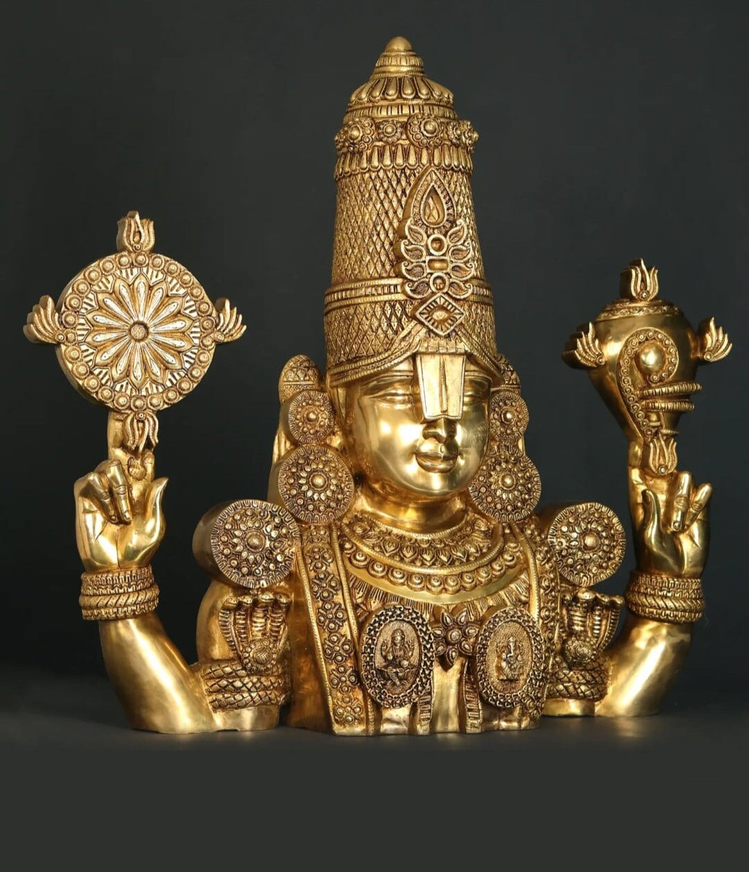 Brass Tirupati Balaji Large,brass Lord Vishnu Face , Beautiful Face of ...