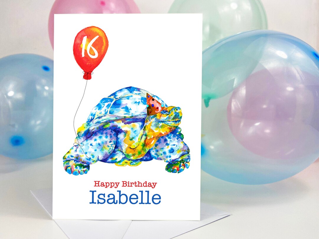 Fun Tortoise Personalised Birthday Card for Him or Her Any - Etsy