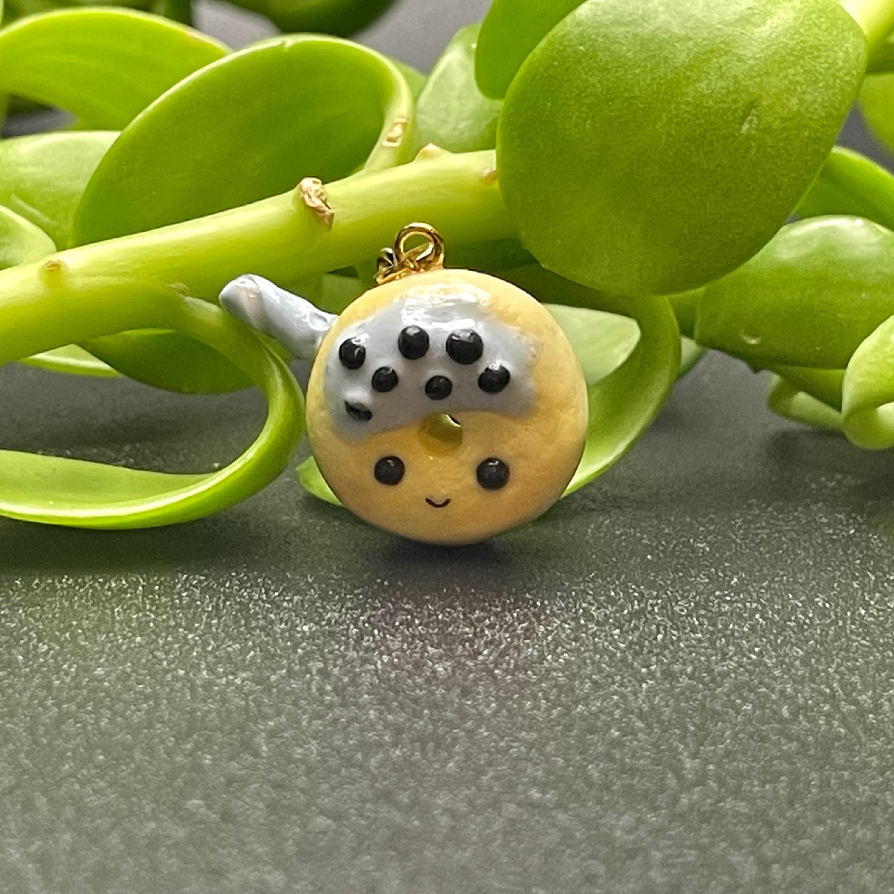 Happy Kawaii Blue Boba Tea Donut Polymer Clay Charm - Etsy