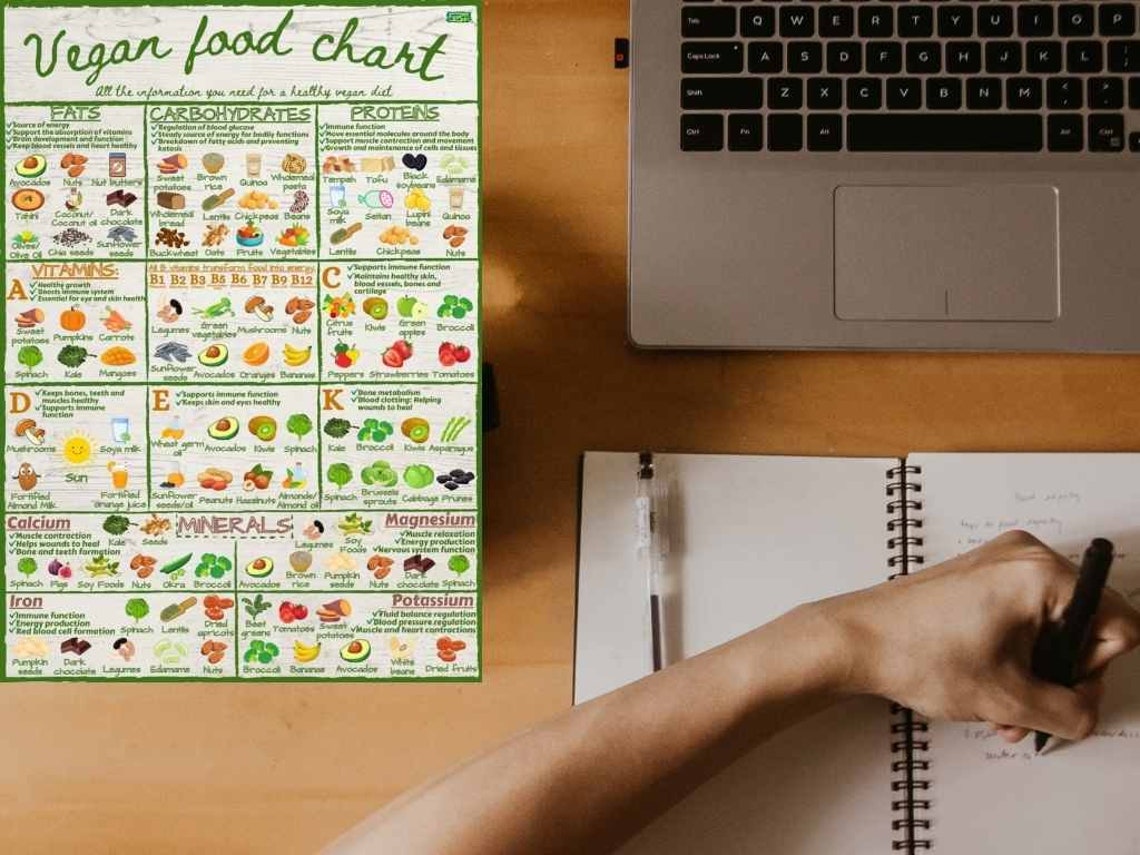 Healthy Vegan Food Chart PRINTABLE Informative Nutrition - Etsy Canada