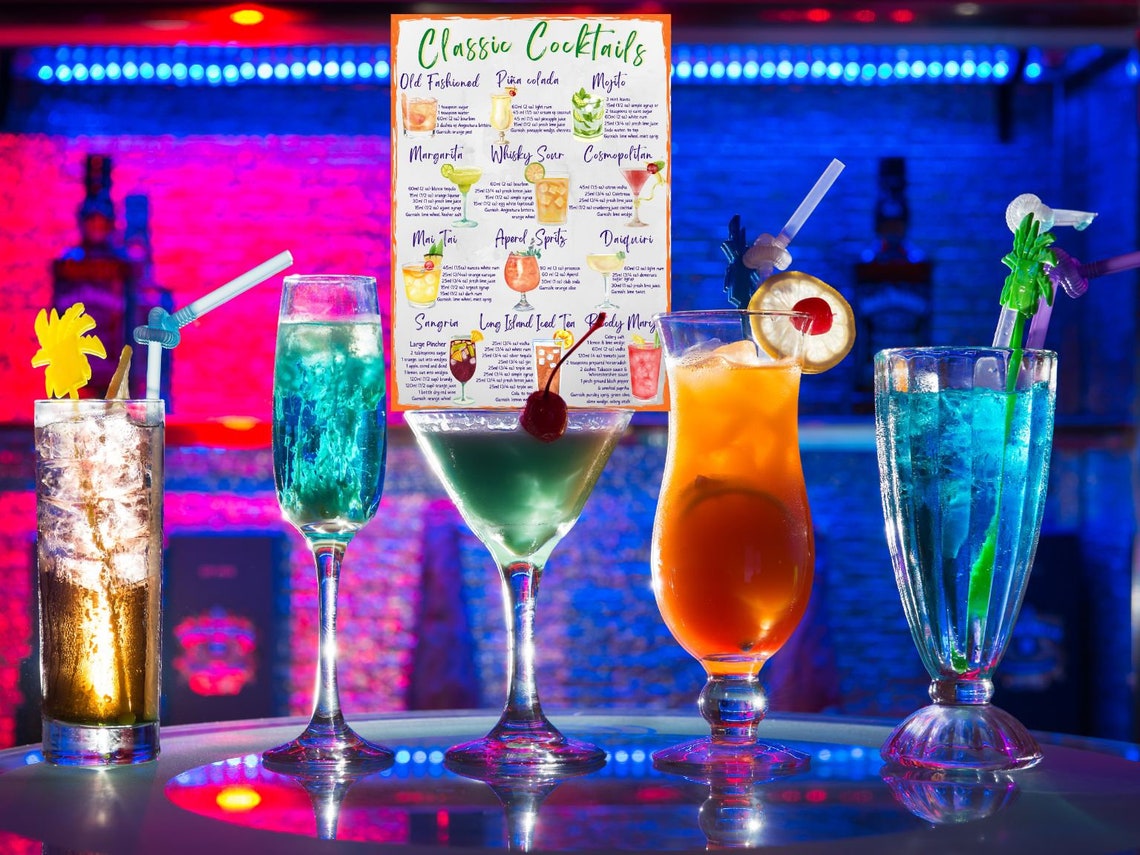Cocktail Recipe Print: Classic Cocktails Kitchen Art (digital Download ...