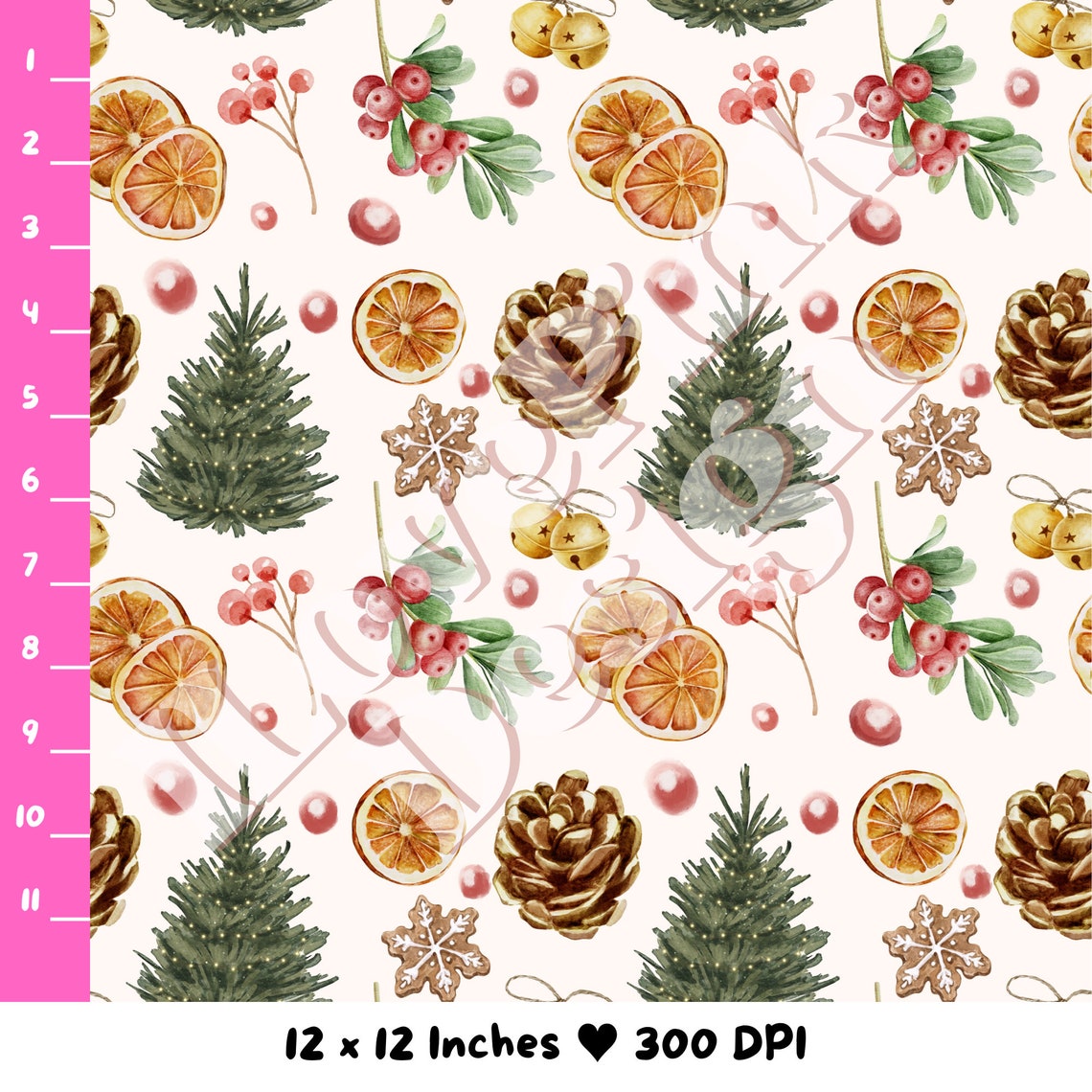 Watercolor Christmas Holiday Seamless Pattern Commercial Use, Christmas ...