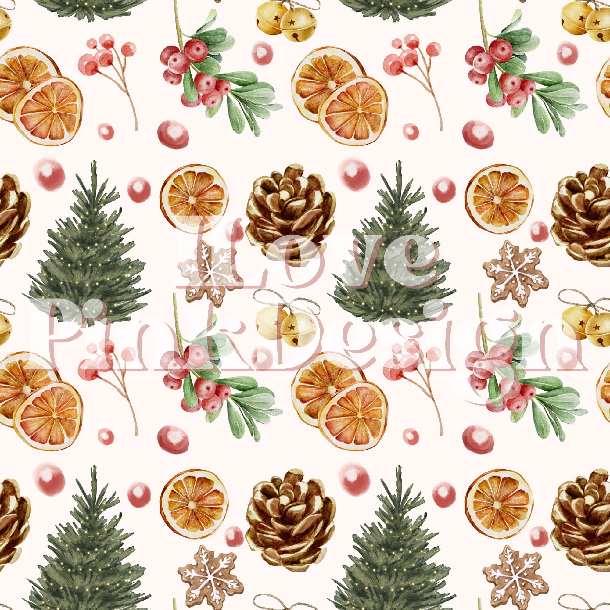 Watercolor Christmas Holiday Seamless Pattern Commercial Use, Christmas ...