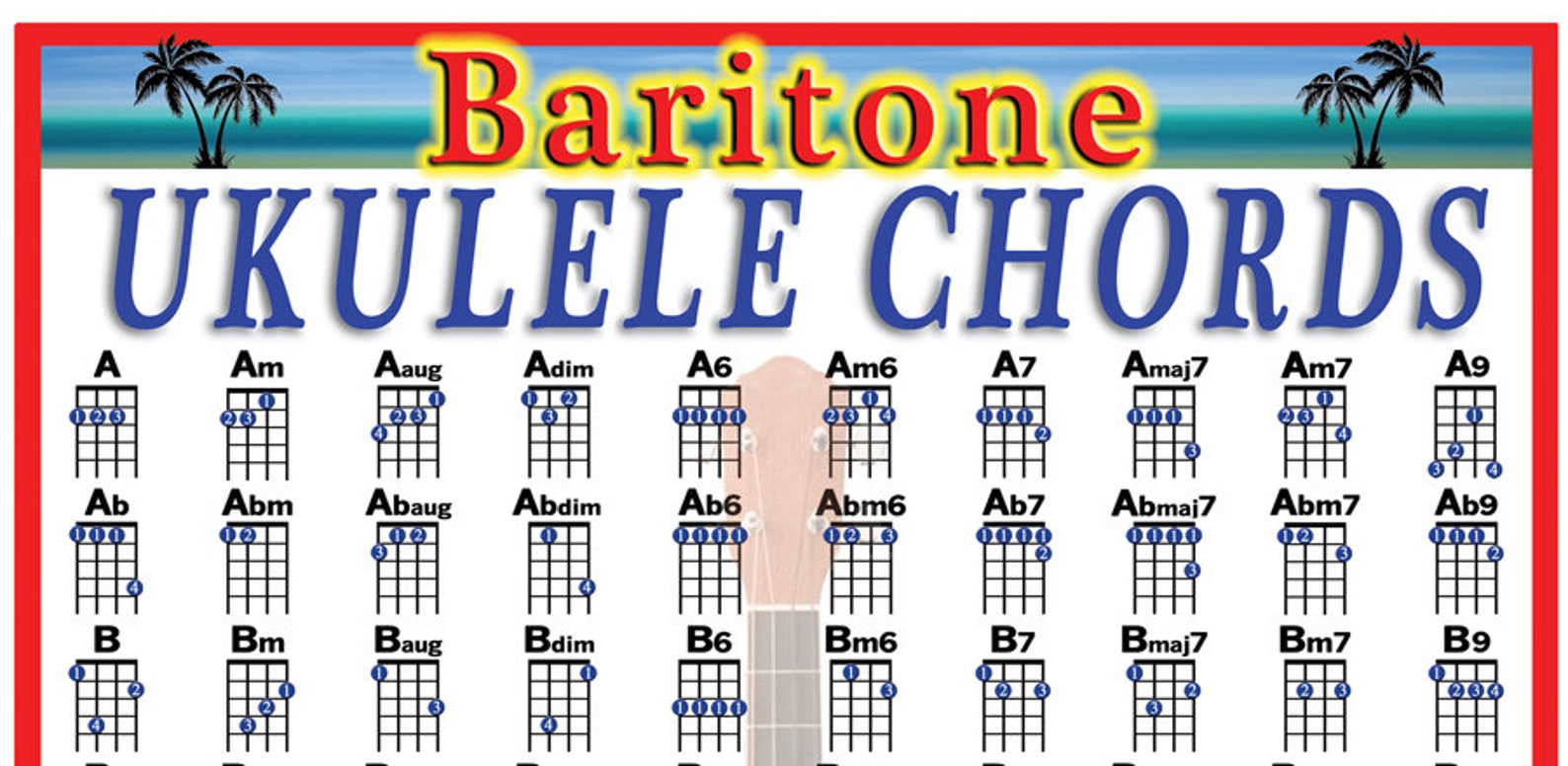 Baritone Ukulele Chord Chart - Etsy