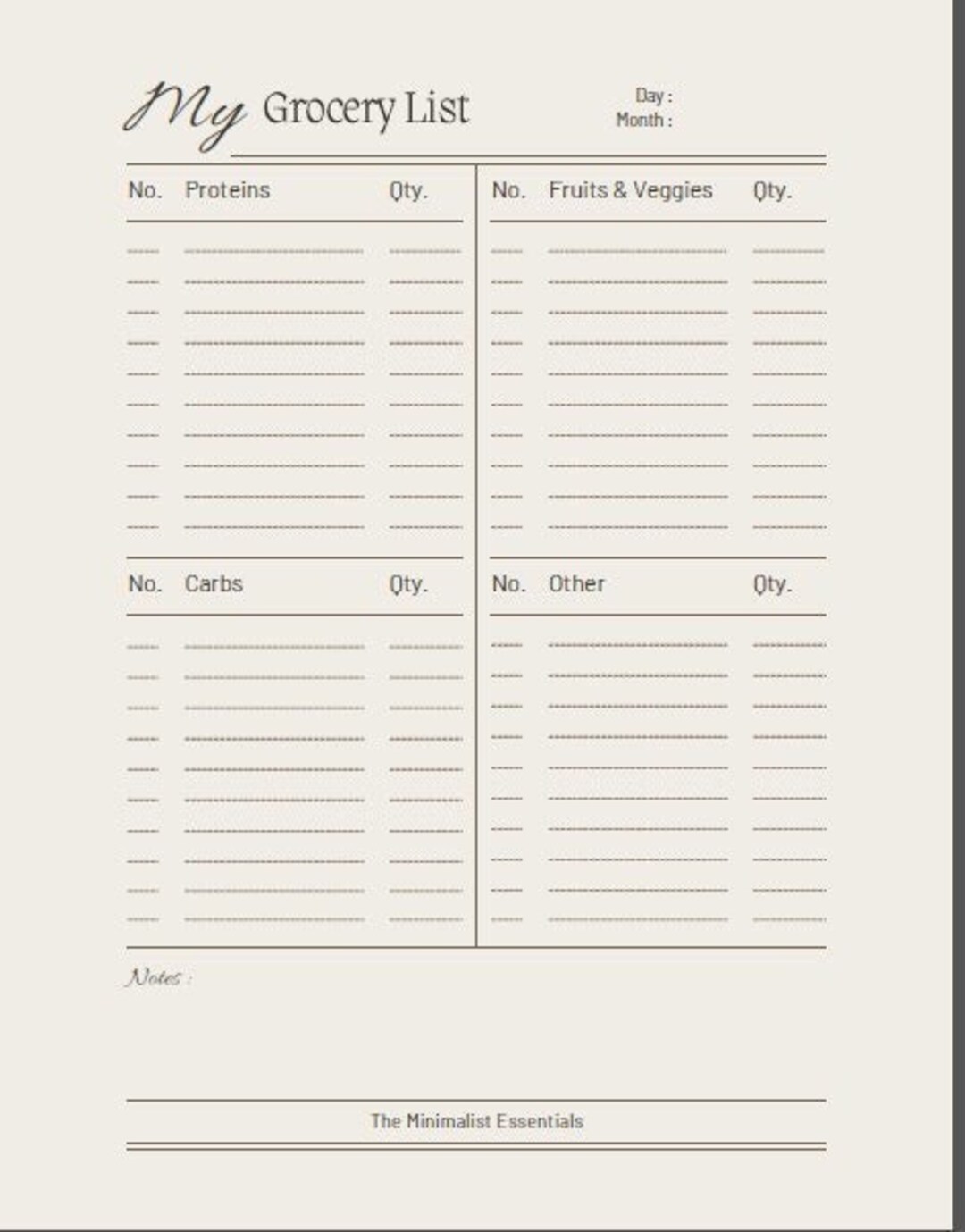 The Essentials Grocery List - Etsy