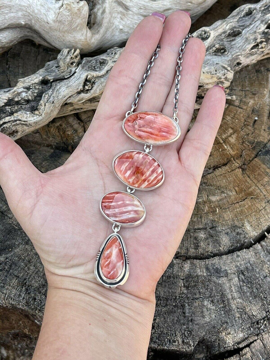 Handcrafted Orange Spiny Sterling Silver Lariat Necklace - Etsy