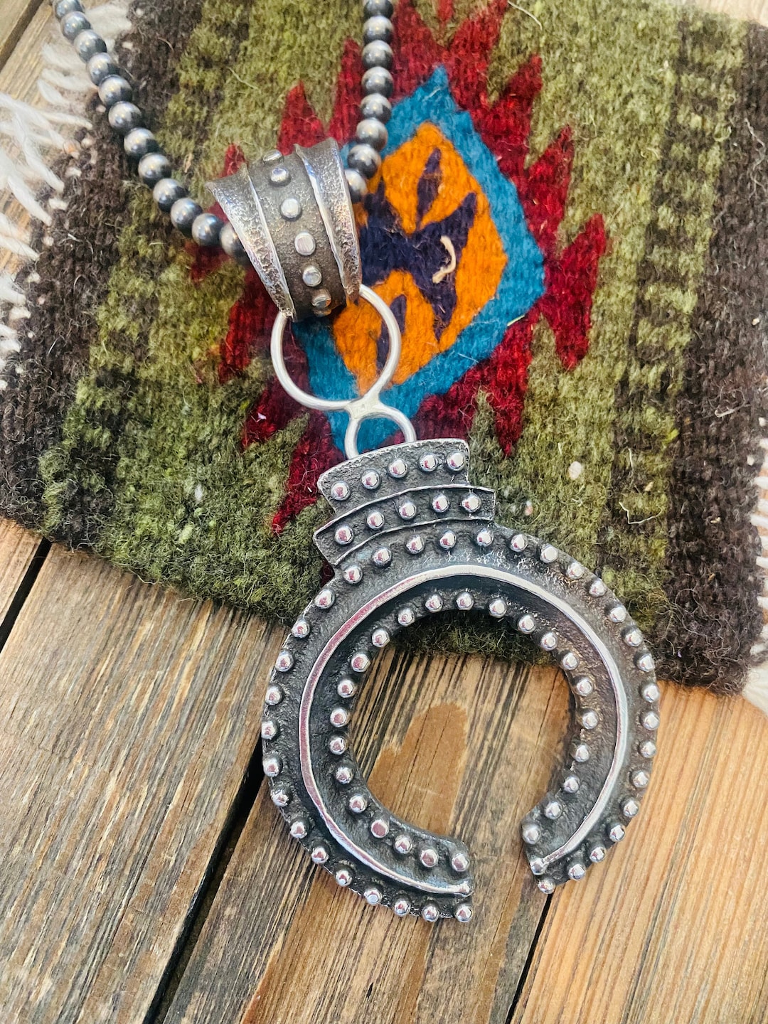 Navajo Sterling Silver Ball Cast Naja by Delbert Arviso - Etsy