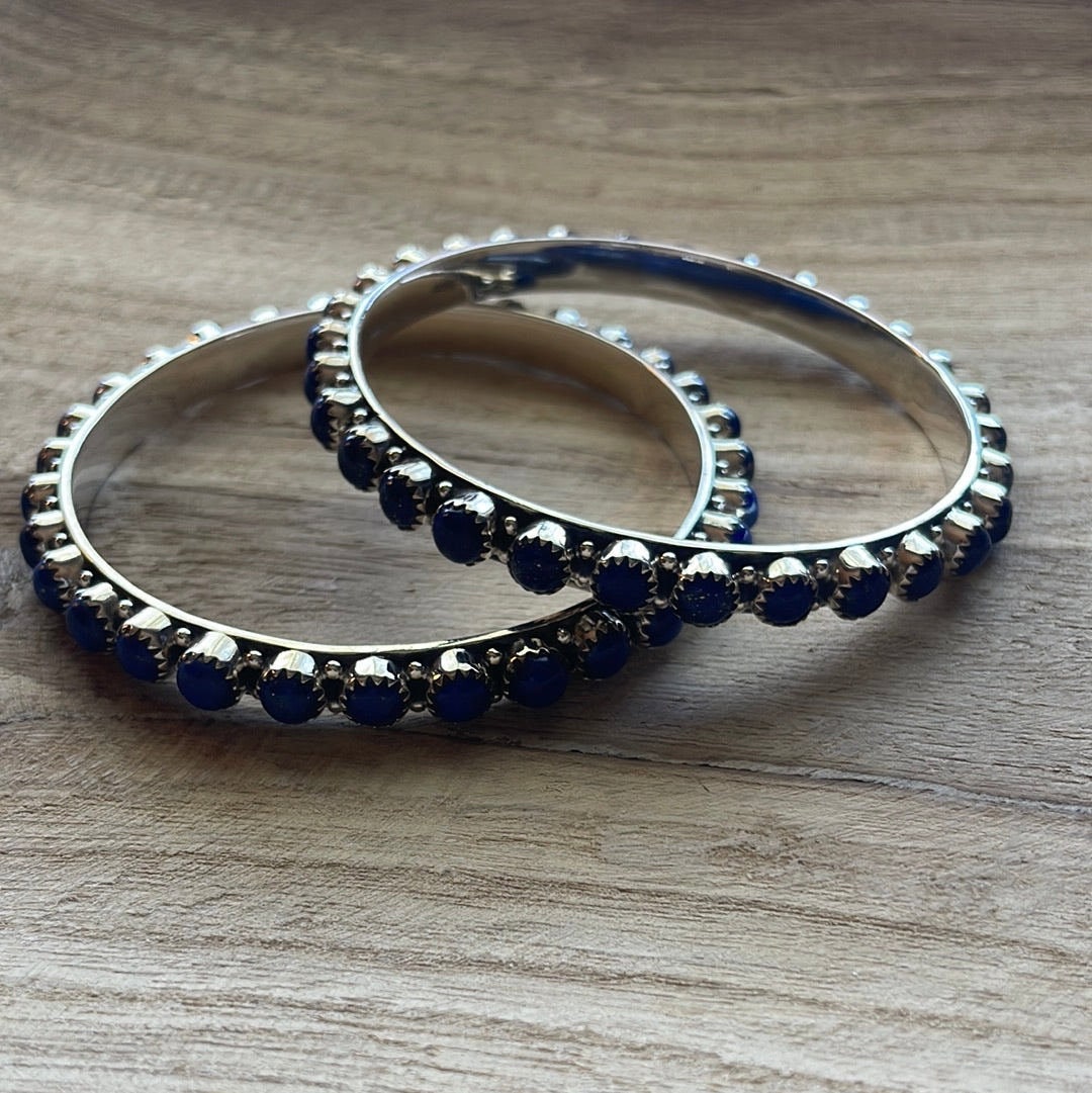 Handmade Lapis & Sterling Silver Custom Bangles Size 8 Signed Nizhoni ...
