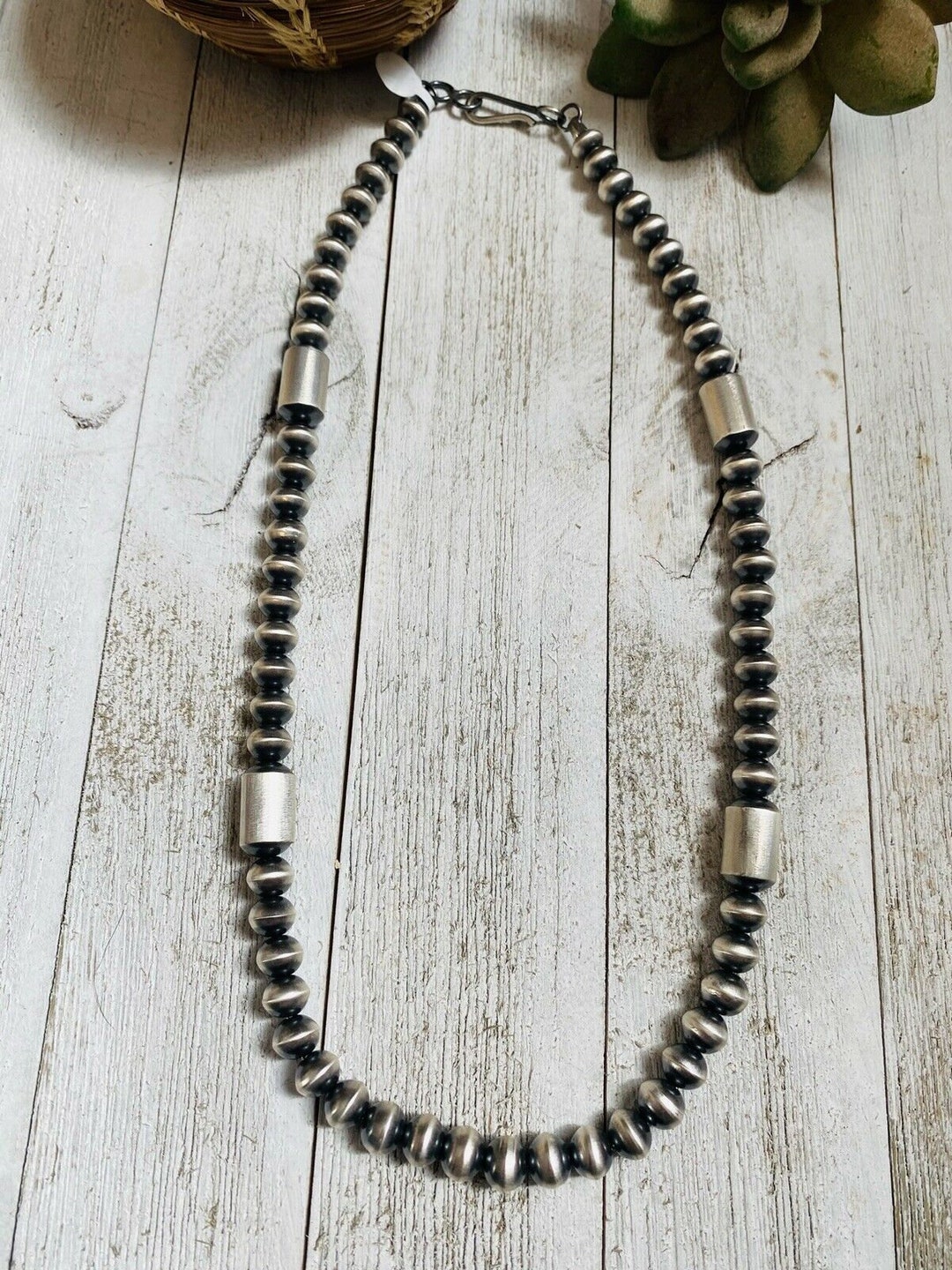 Navajo Sterling Silver Disc Bead 22 Inch Necklace - Etsy