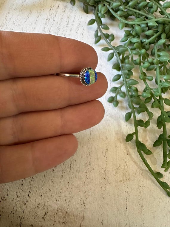 Navajo Sterling Silver Fire Opal Ring - Gem