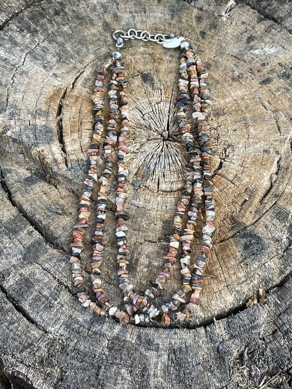 Navajo Sterling Silver Multi Jasper Chip Triple Stran… - Gem