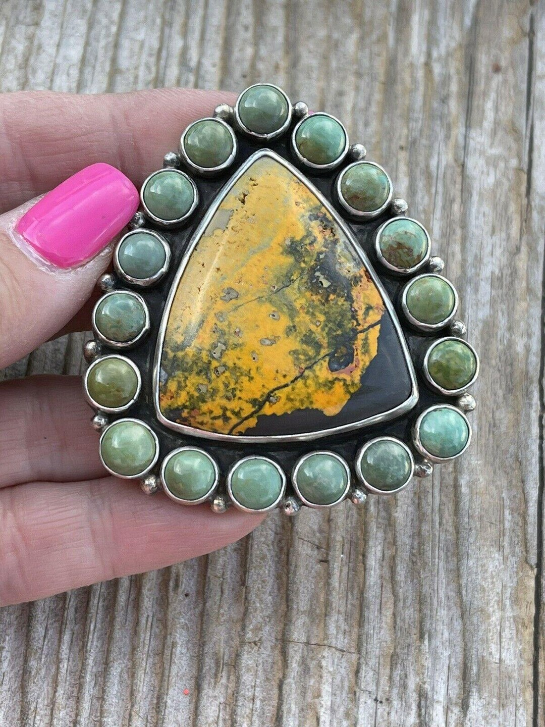 Navajo Turquoise & Bumble Bee Cluster Jumbo Ring Size 7 - Etsy