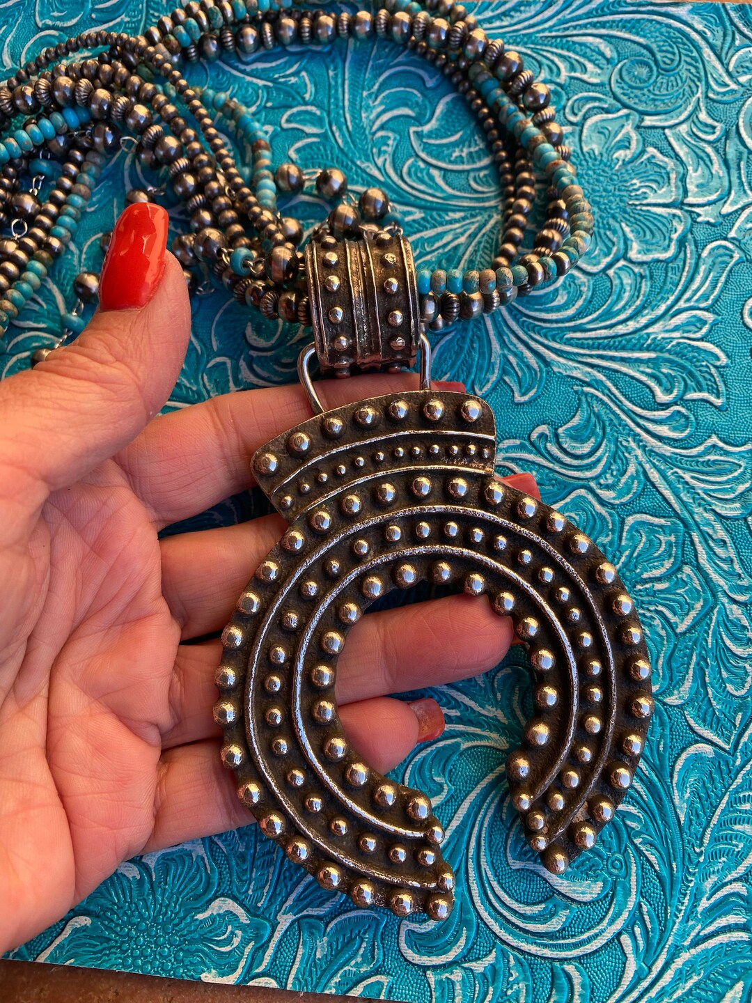 Navajo Sterling Silver Ball Cast Naja by Delbert Arviso - Etsy