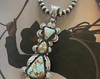 Massive Navajo Artist Signed Ronald Tom Sterling Silver & Turquoise ...