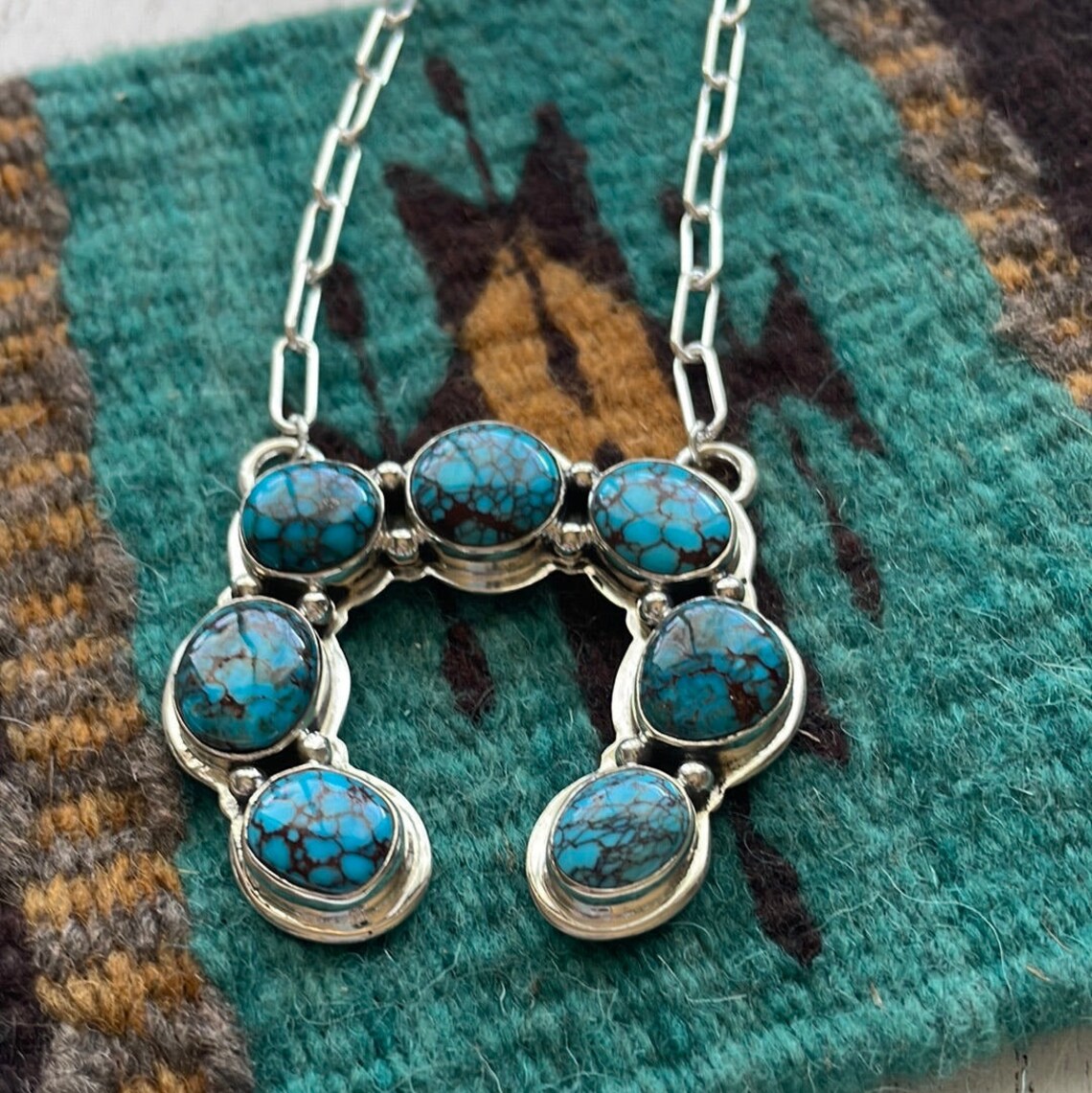 Navajo Sterling Silver & Turquoise Naja Necklace Signed - Etsy