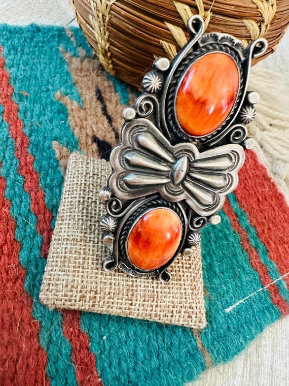 Handcrafted Orange Spiny Oyster & Sterling Silver Rin… - Gem