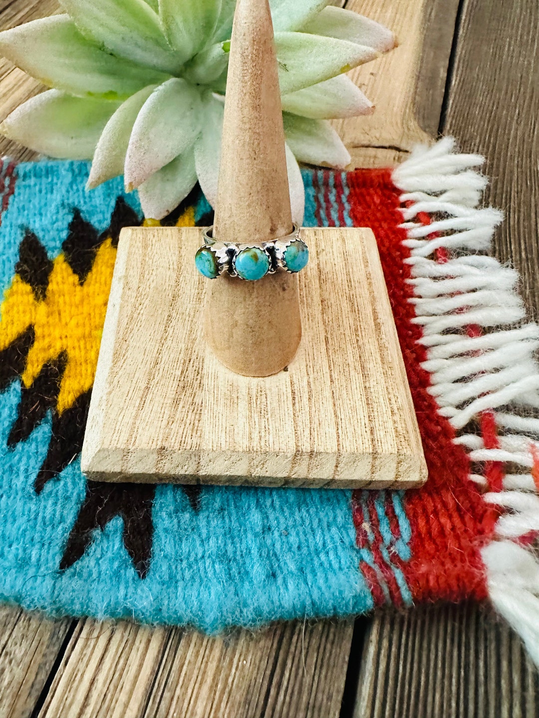 Handmade Sterling Silver & Turquoise Band Ring - Etsy