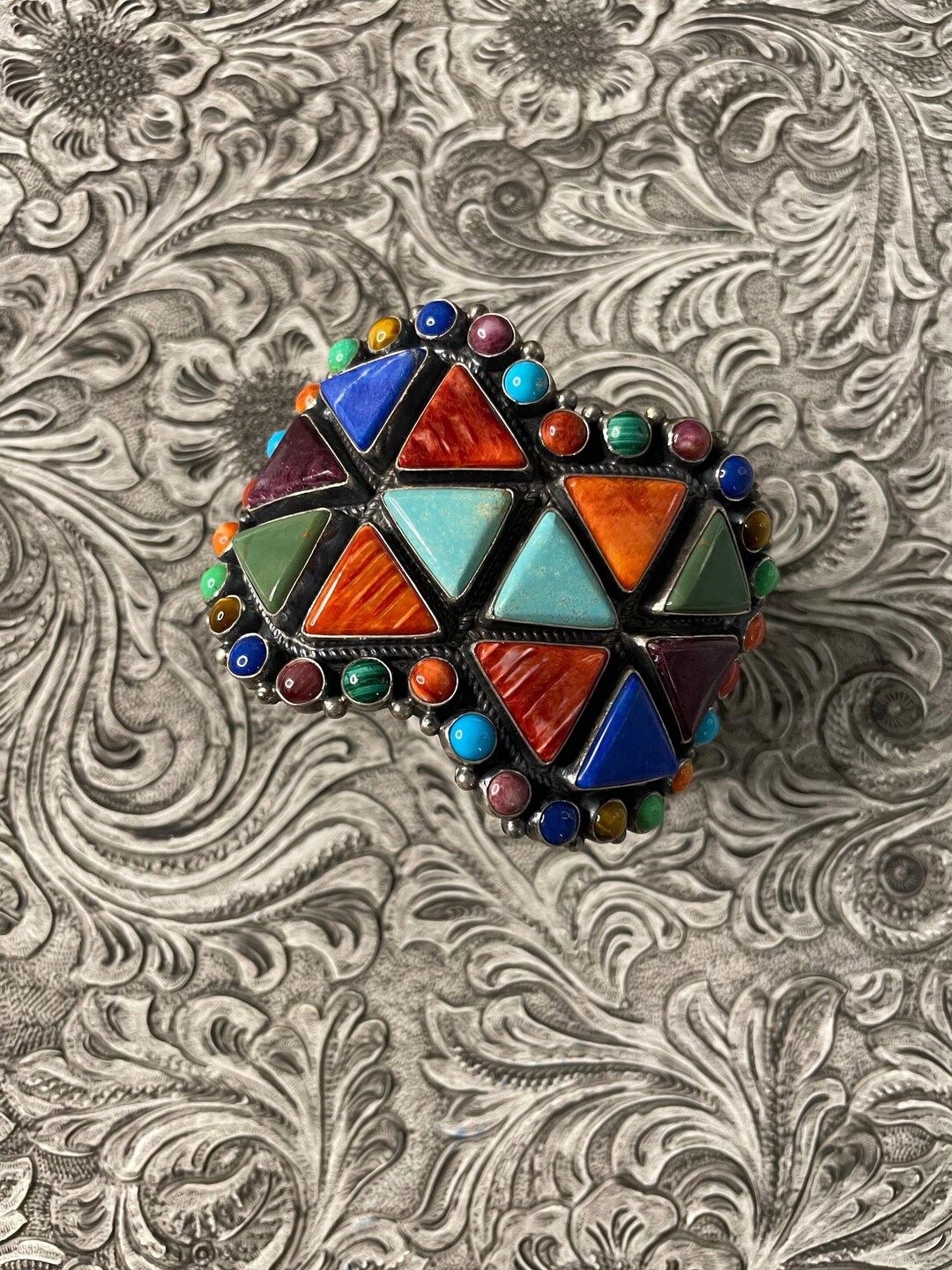 Anthony Skeets Navajo Multi Stone & Sterling Silver Cuff Bracelet ...