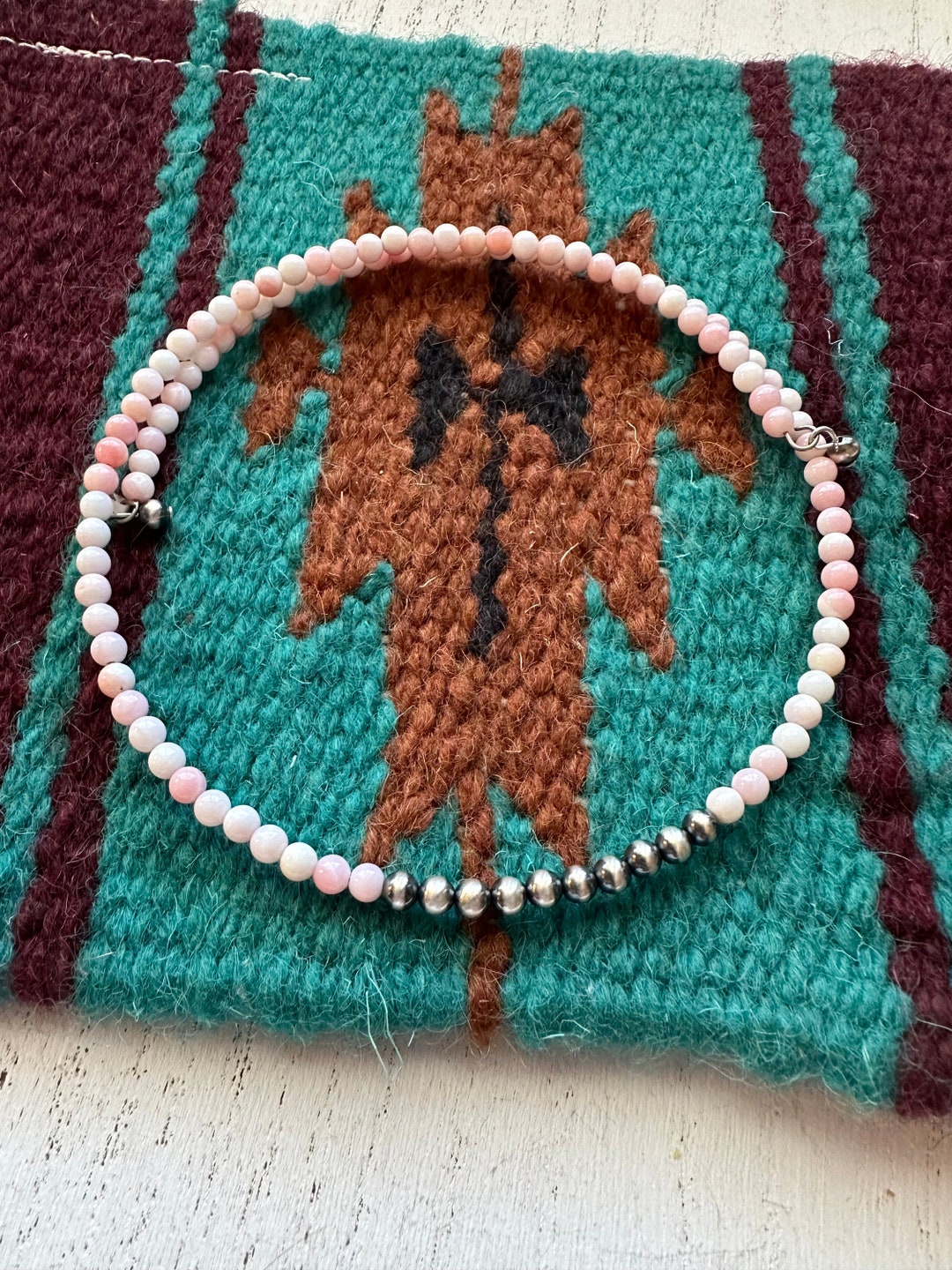 Navajo Pink Conch & Sterling Silver Beaded Wrap Choker Necklace - Etsy