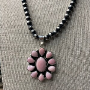 Navajo Queen Pink Conch Shell and Sterling Silver Pendant Signed Sheila ...