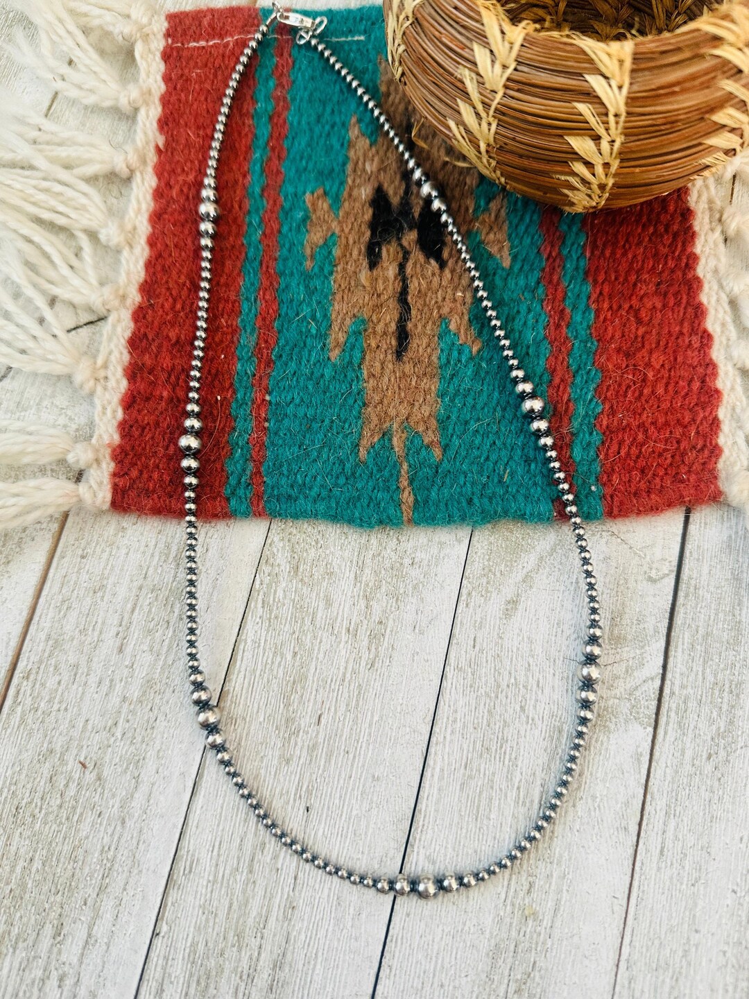 Navajo Sterling Silver Pearl Beaded 22” Necklace - Etsy