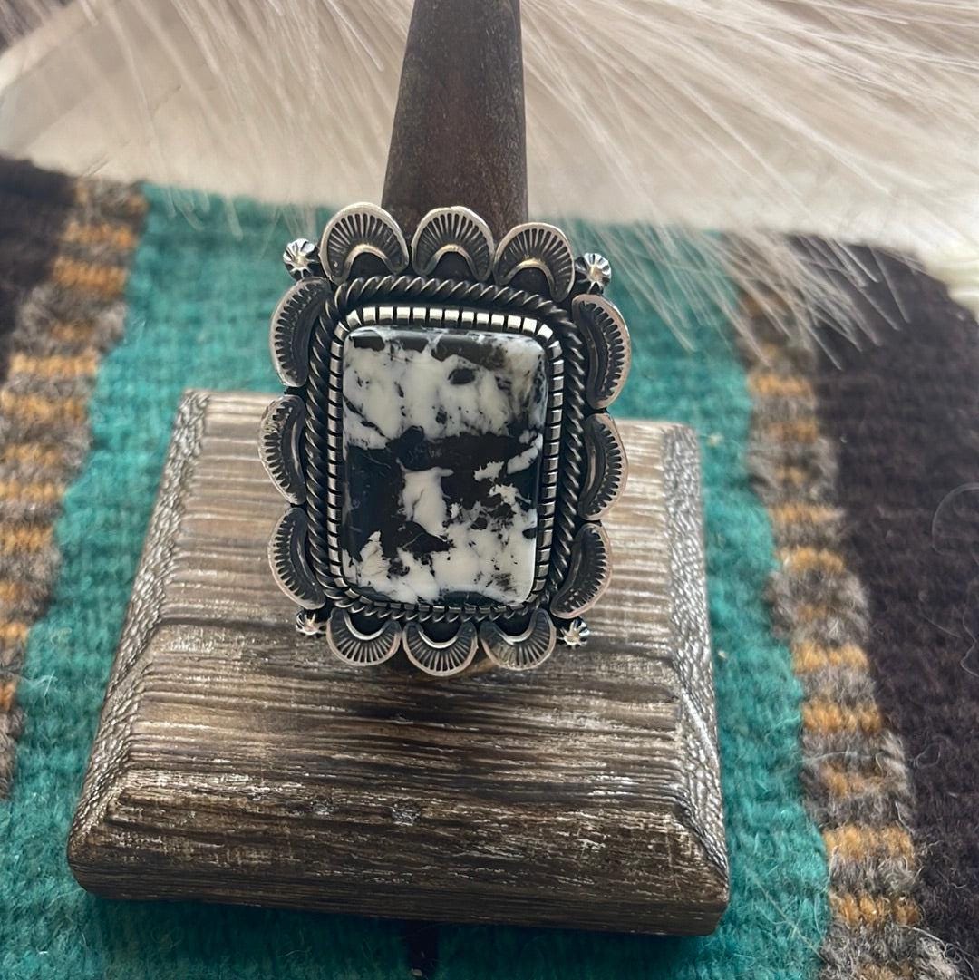 Navajo Sterling Silver & White Buffalo Statement Ring Size 10.5 - Etsy